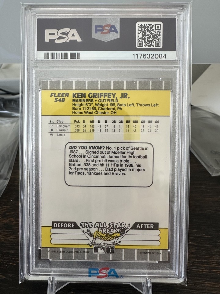1989 fleer ken griffey jr psa 8 #548 | eBay