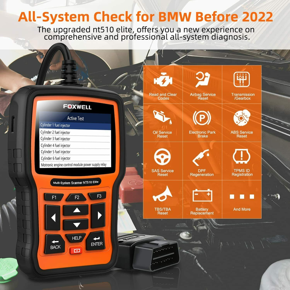 FOXWELL NT510Elite Automotive Bidirectional Obd2 Scanner DPF TPMS SRS ...