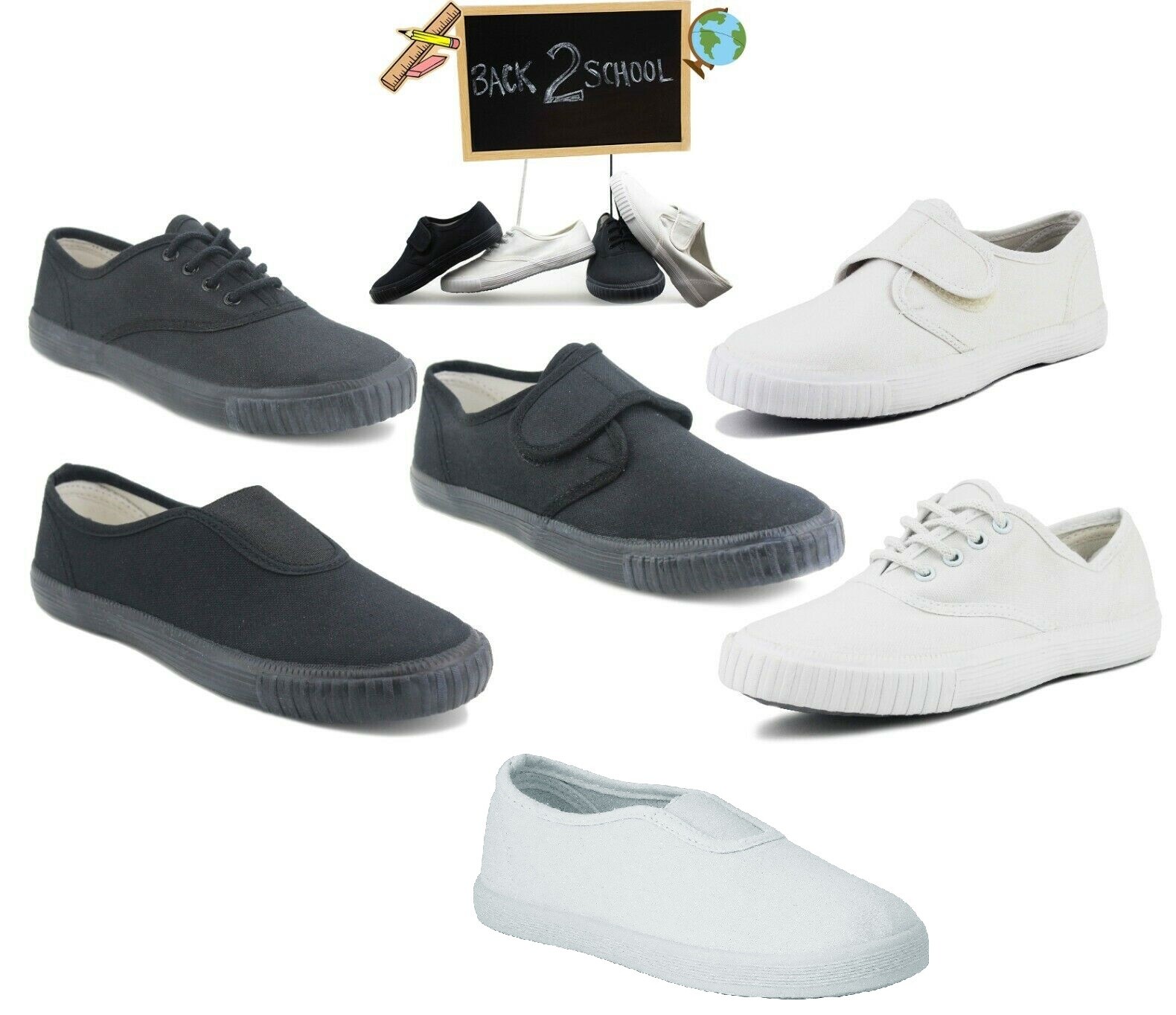 KIDS GIRLS BOYS PLIMSOLLS PUMPS TRAINERS UNISEX YOUTH BACK TO SCHOOL ...