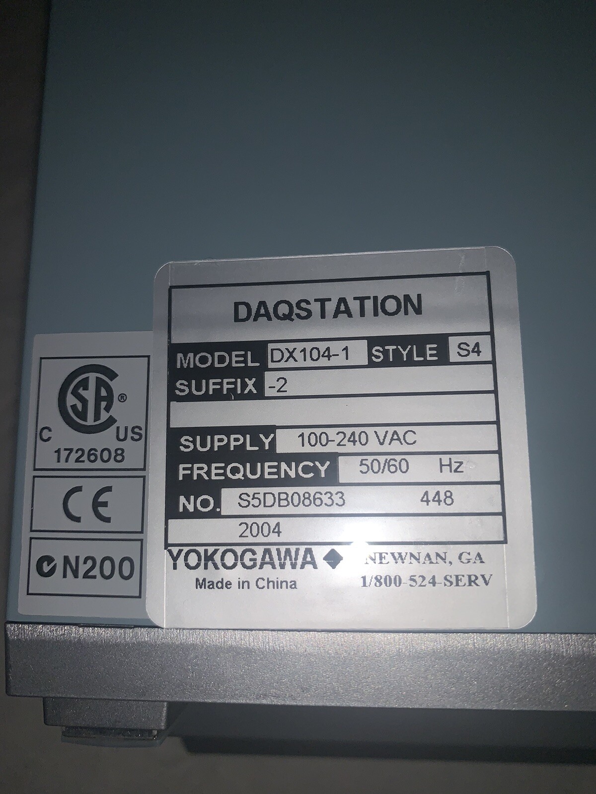 Yokogawa Daqstation DX104-1 S4 -2/AR2 4-Channel Paperless Recorder ...