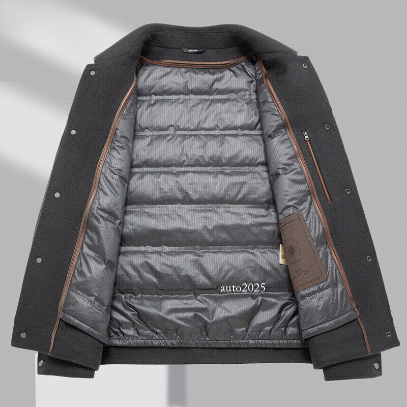 100% Sheep Wool Jacket Short Mens New Winter Thickened Down Lining ...