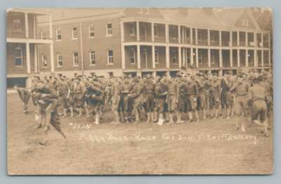 Army Camp Piggy Back Race RPPC Antique Military Field Sports Photo ...