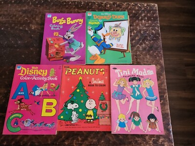 Disney Charlie Brown Bugs Bunny Vintage Coloring Books Whitman 1960-70s ...