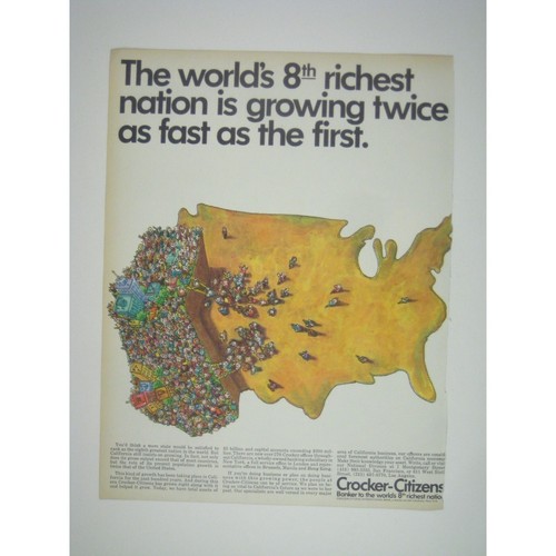 Crocker-Citizens Bank Ad World 8th Richest Nation Map 1960s ADVERT ...