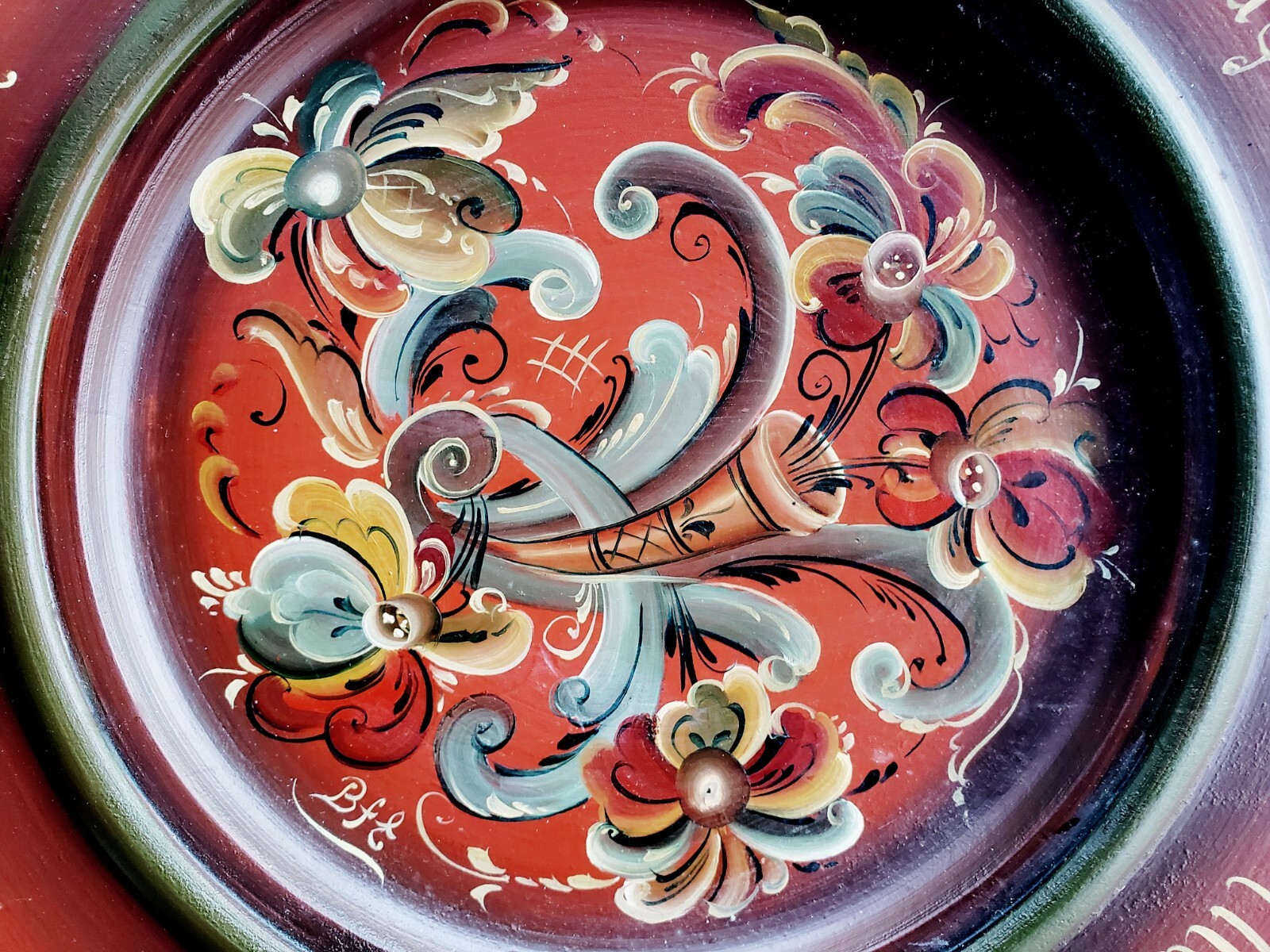 Vintage Norwegian Asker Rosemaling Folk Art Plate Signed Berit Floberg Evensen | eBay