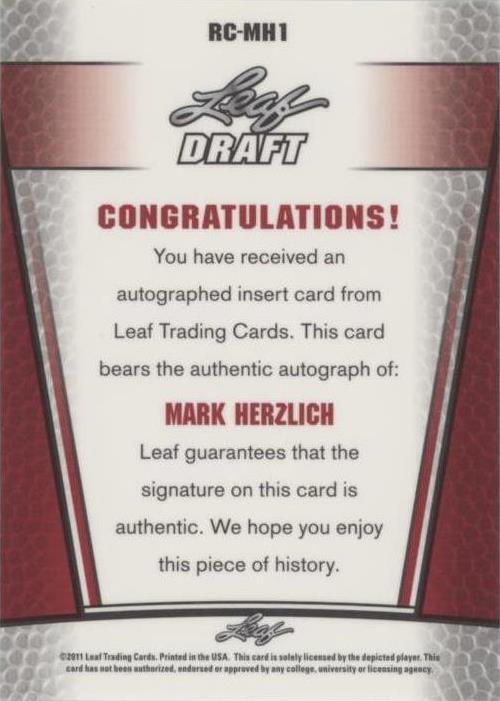 Las mejores ofertas en 2011 Leaf Metal Draft Mark Herzlich #RC-MH1 | eBay