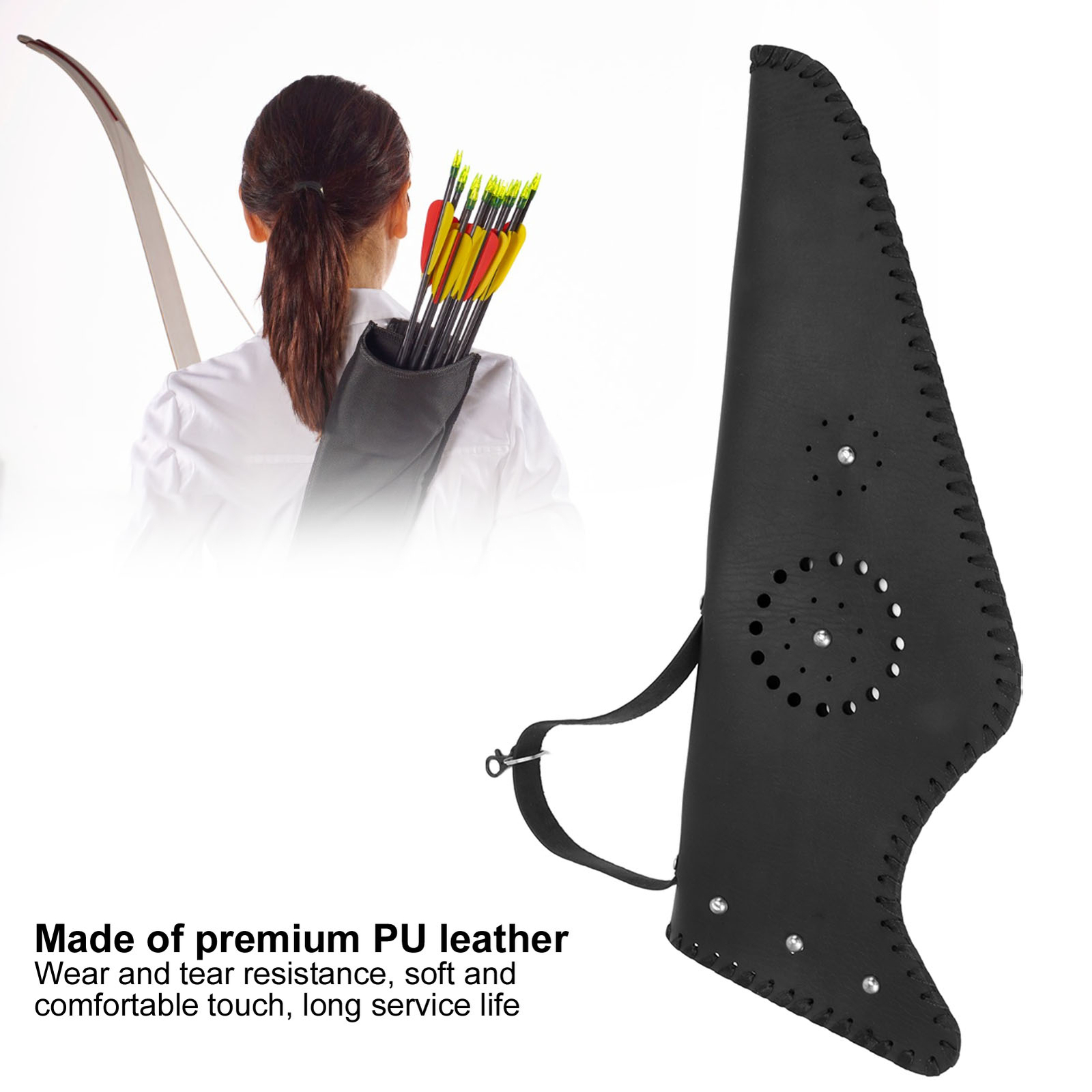 Archery Holder PU Leather Traditional Shoulder Back Quiver | eBay