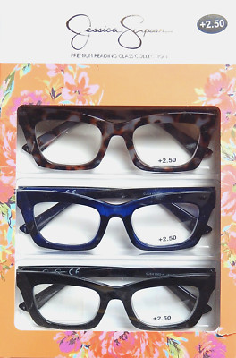 JESSICA SIMPSON 3 PACK SET PREMIUM READING GLASSES READERS +2.50 NEW ...