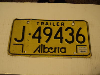 1981 ALBERTA CANADA Trailer License Plate J 49436 | eBay