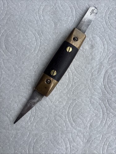 Vintage I.P. Hyde Utility Mill Knife Wood Brass Antique Whittling ...