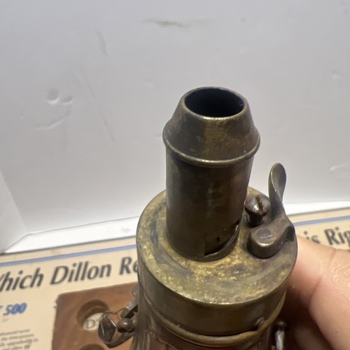 ANTIQUE FLUTED POWDER AM FLASK & CAP CO LARGE 4 RING NEEDS A RING ...