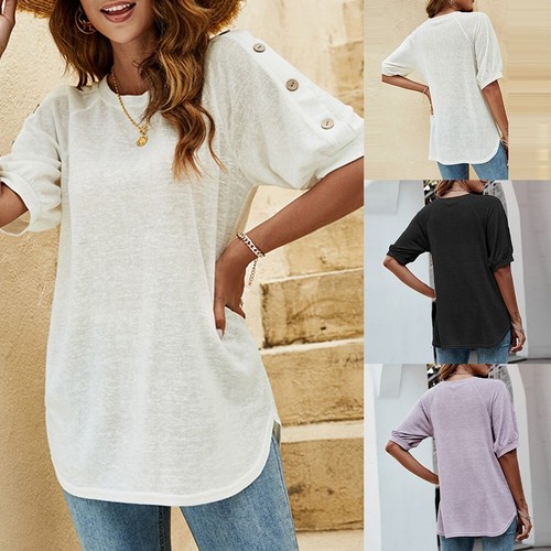 Timeless Women's Loose Button Up Soild Color T Shirt Perfect for Summer ...