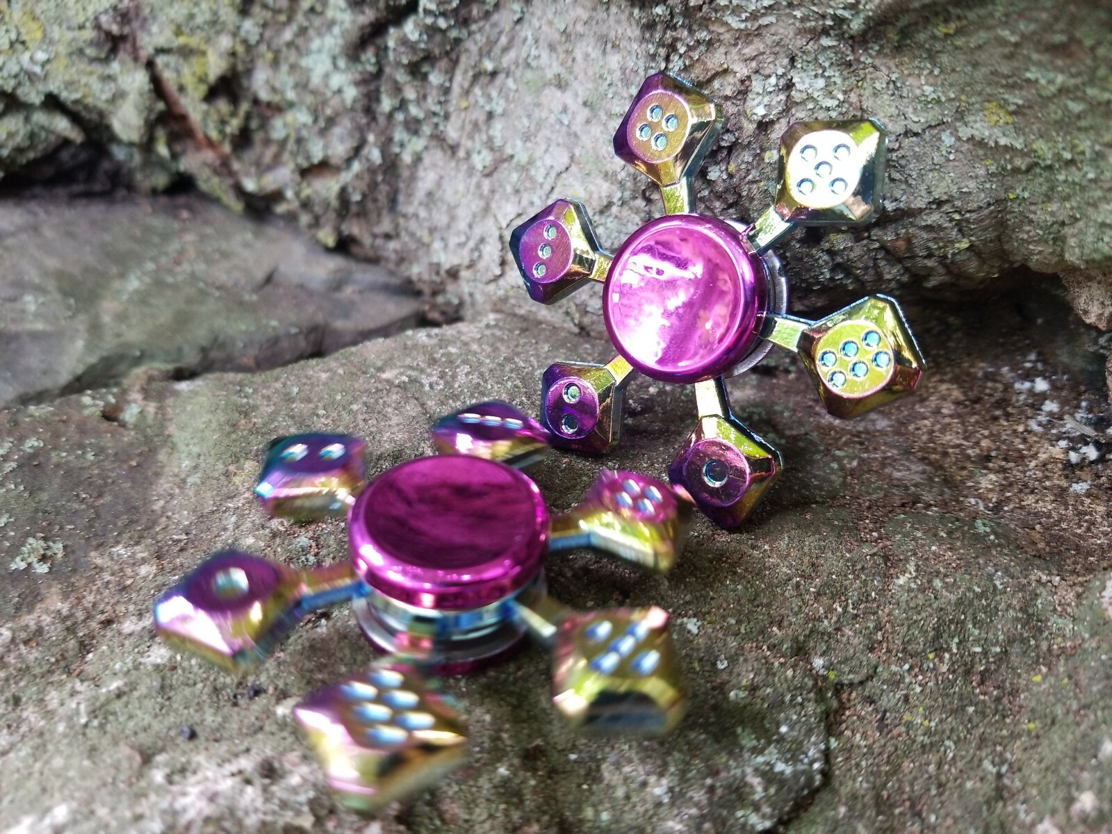 DICE RAINBOW FIDGET SPINNER BOYS GIRLS ADHD ADULTS TOYS KIDS OIL SLICK ...