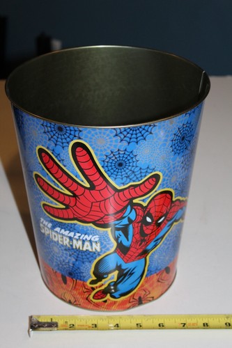 VTG UNUSED 90s Amazing Spider-Man Metal Tin Trash Can 10" Marvel Comics ...