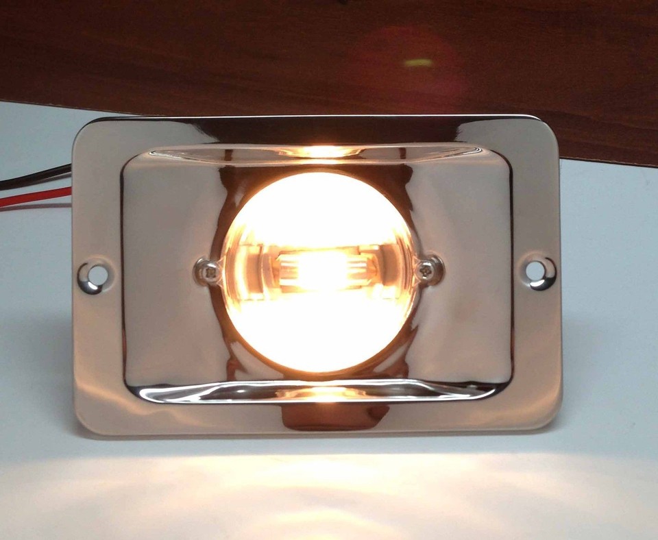MARINE BOAT STERN LIGHT RECTANGULAR STAINLESS STEEL SPASHPROOF FLUSH ...