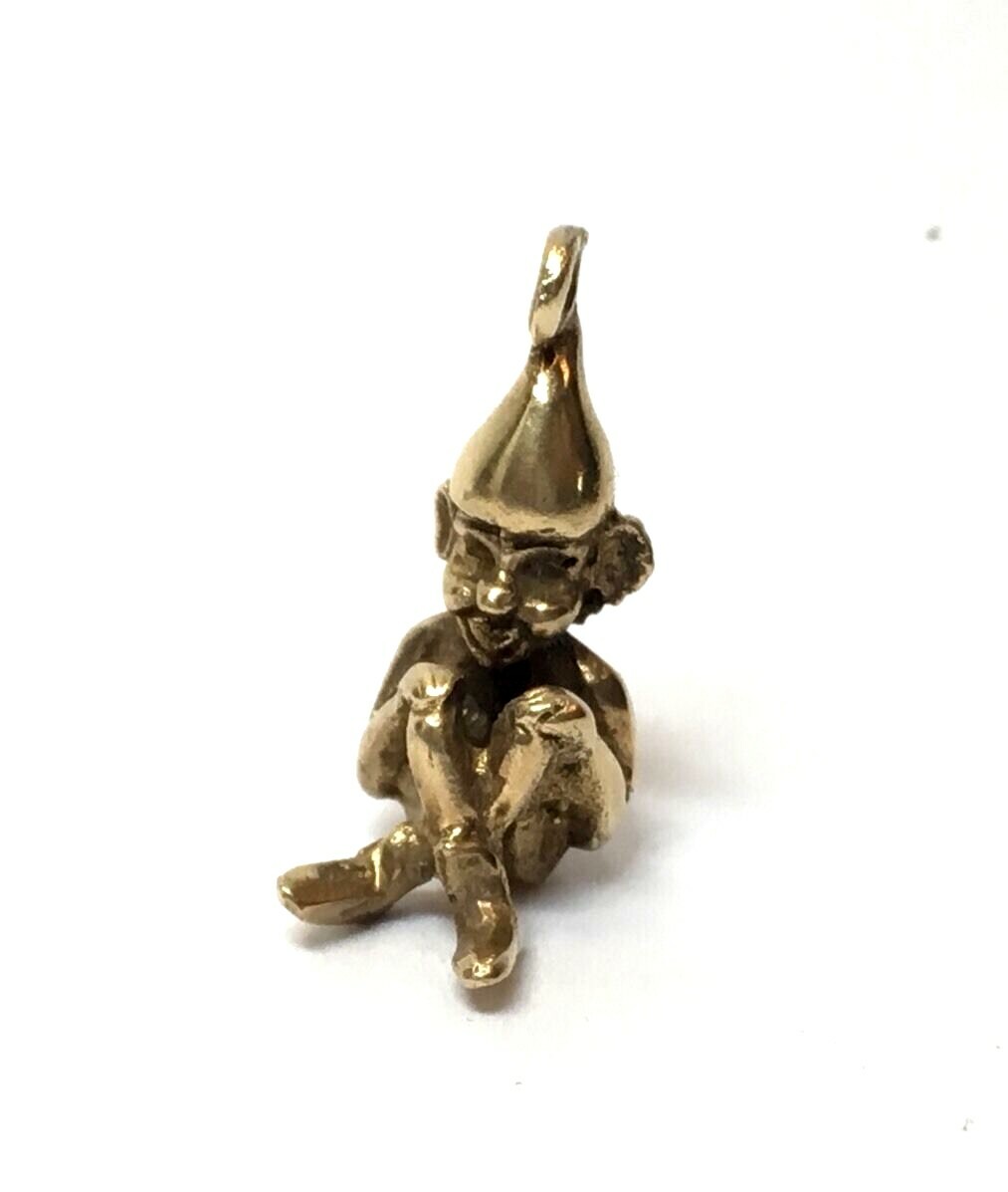 WEIRD ANTIQUE 9K YELLOW GOLD ELF CHARM EUROPEAN DUNCE CAP Pendant | eBay