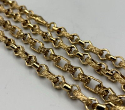 9ct Yellow Gold on Silver ''RARE'' HEX GYPSY LINK Belcher Chain - 8MM ...