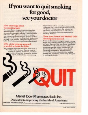 Vintage print ad Tobacco Cigarette Quit Smoking for Good Merrell Dow ...