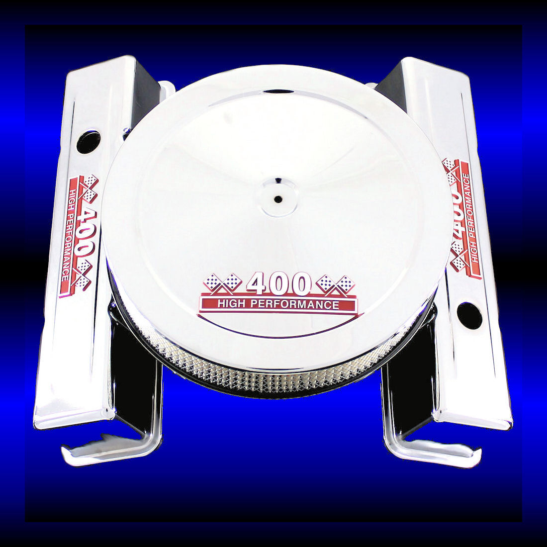 Chrome Tall Valve Covers and Air Cleaner For Chevy 400 Engines Red ...