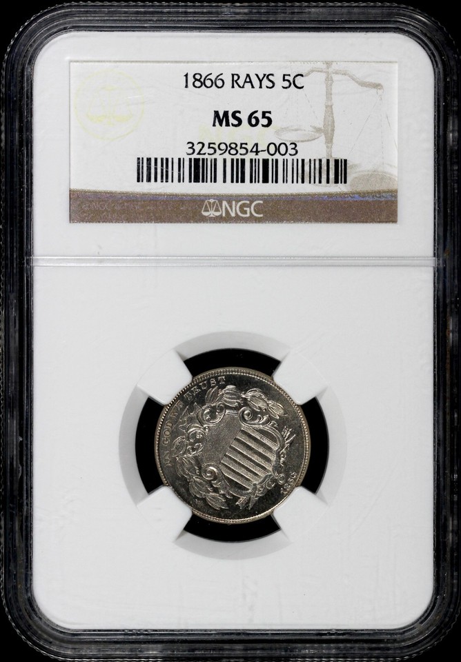 1866 5c Rays Shield Nickel NGC MS 65 | eBay
