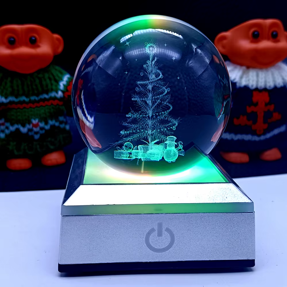 USB Night Light LED Crystal Ball Table Lamp 3D Moon Planet Galaxy Decor ...