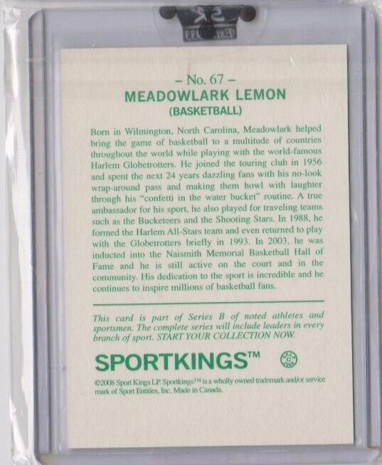 2008 Sportkings Series B MEADOWLARK LEMON Harlem Globetrotters Sport ...