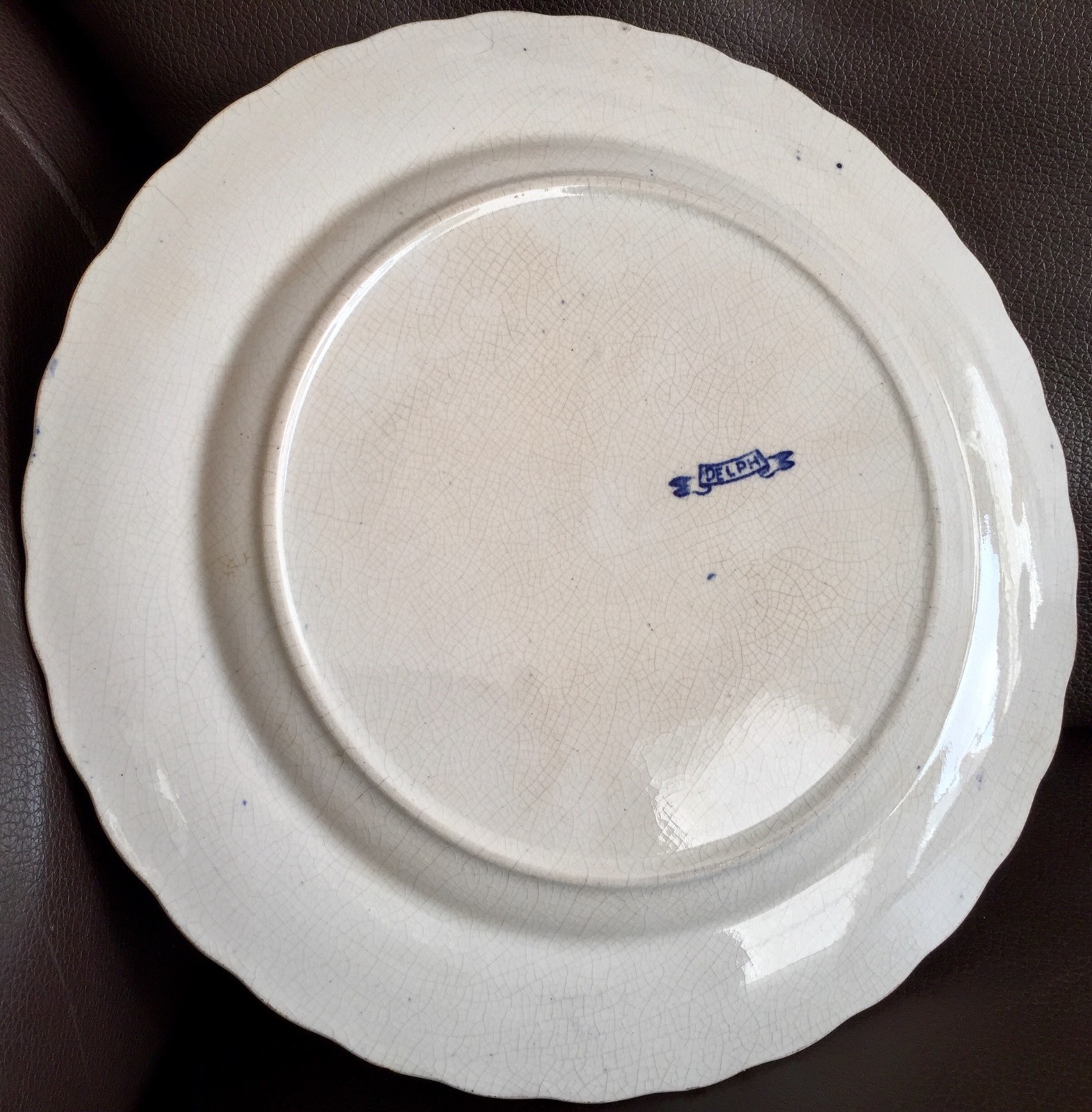 Antique Heavy Victorian English Grimwades Blue "Delph" 9.5"/24cm ...