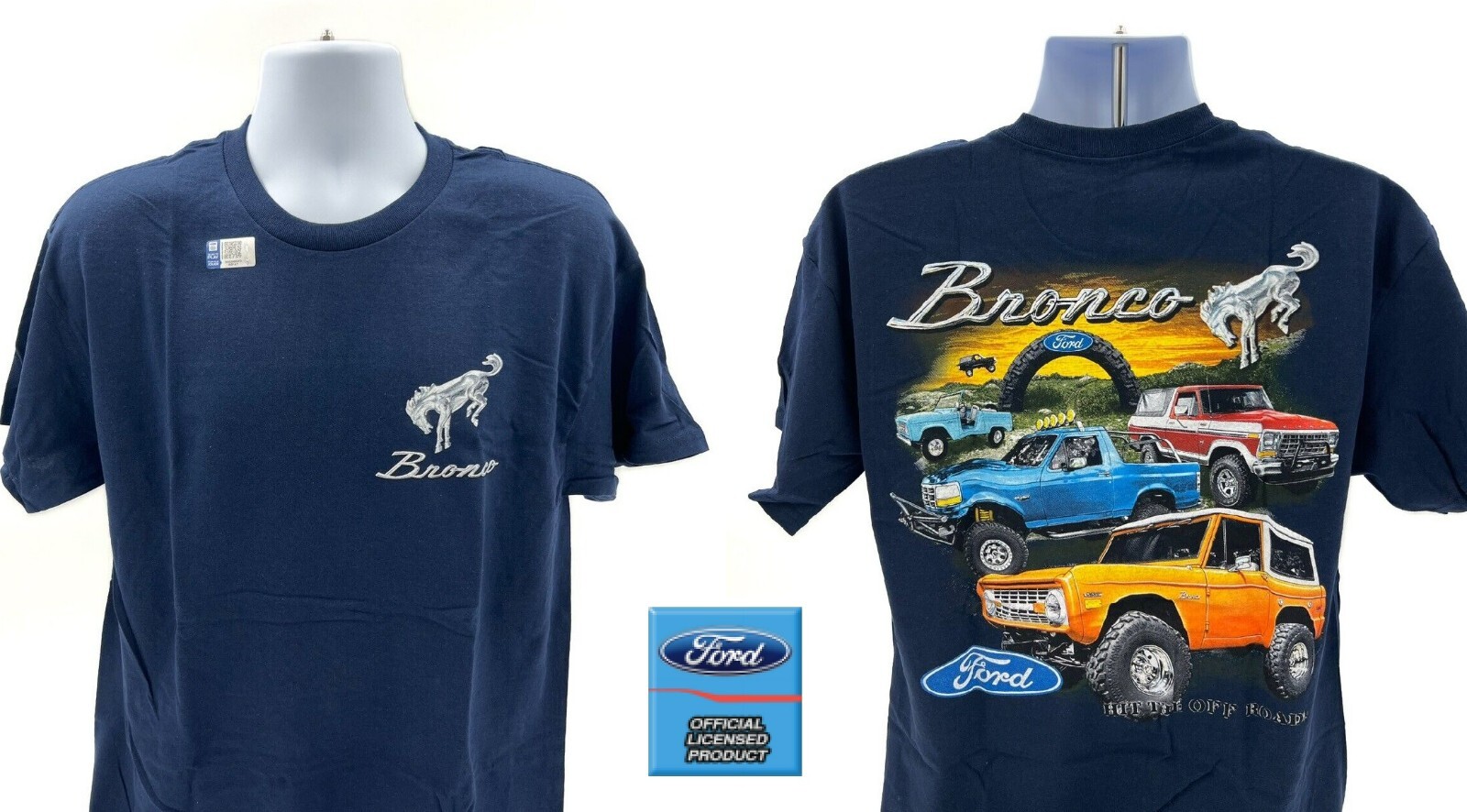 Ford Bronco T-Shirt - Navy Blue w/ Off Road Scene & "Bronco" Script ...