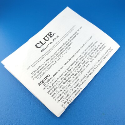 Clue Rules Instructions Espanol Spanish Only Replacement Game Piece ...
