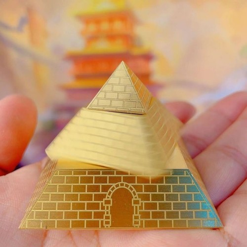 Rotatable Golden Brass Egyptian Pyramid Fidget Spinner 3 Layers Desk ...
