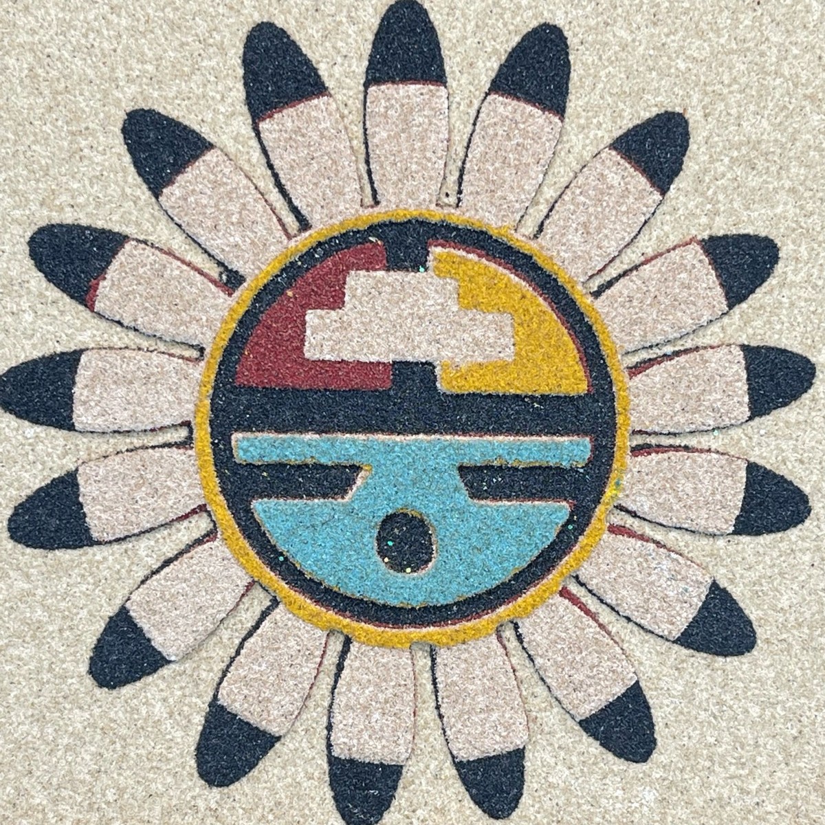 Navajo Sand Painting Moon Navajo Sand Painting Moon W/Rainbow Girls