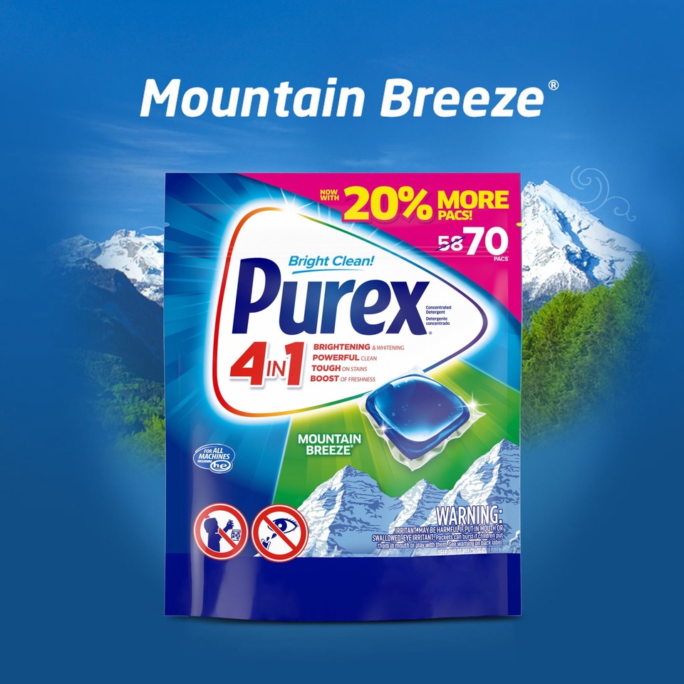 Purex 4-in-1 Laundry Detergent Pacs, Mountain Breeze, 70 Pacs | eBay