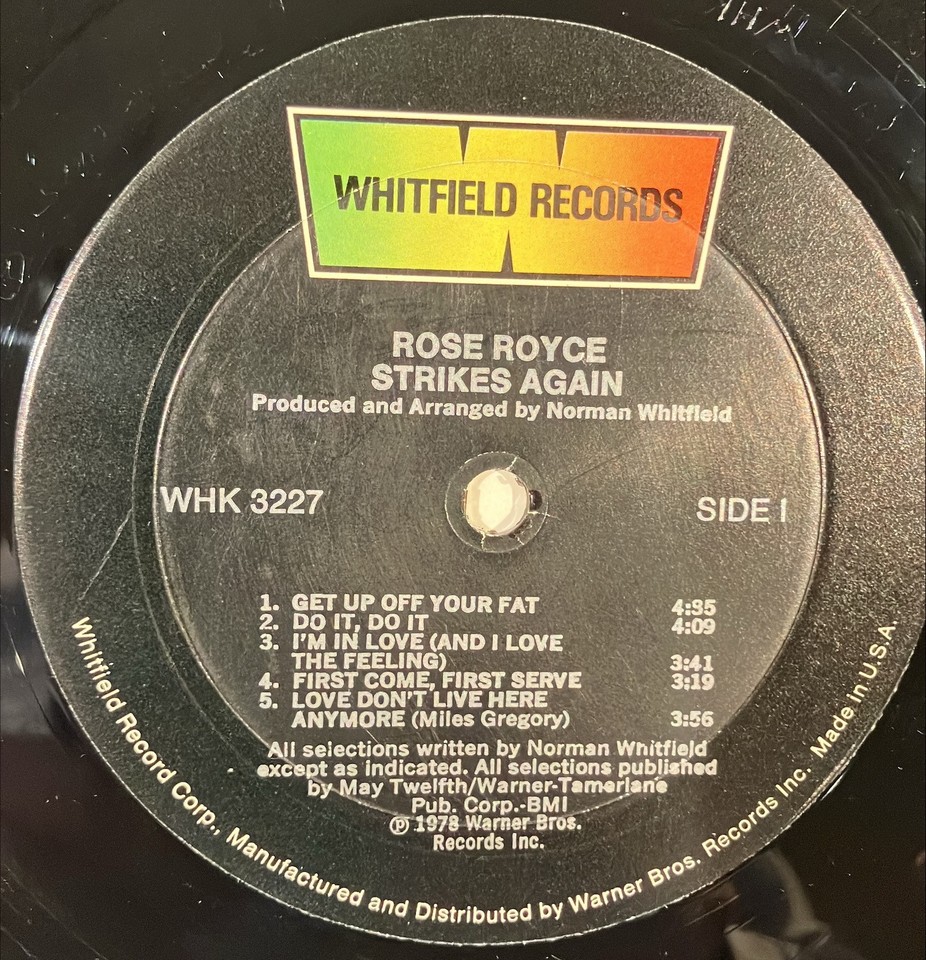 ROSE ROYCE strikes again U.S. WHITFIELD LP WHK-3227-original 1978 ...