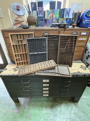 Letterpress Sorting Tray Job Case Rule Box Wood Vintage Metal Lead ...
