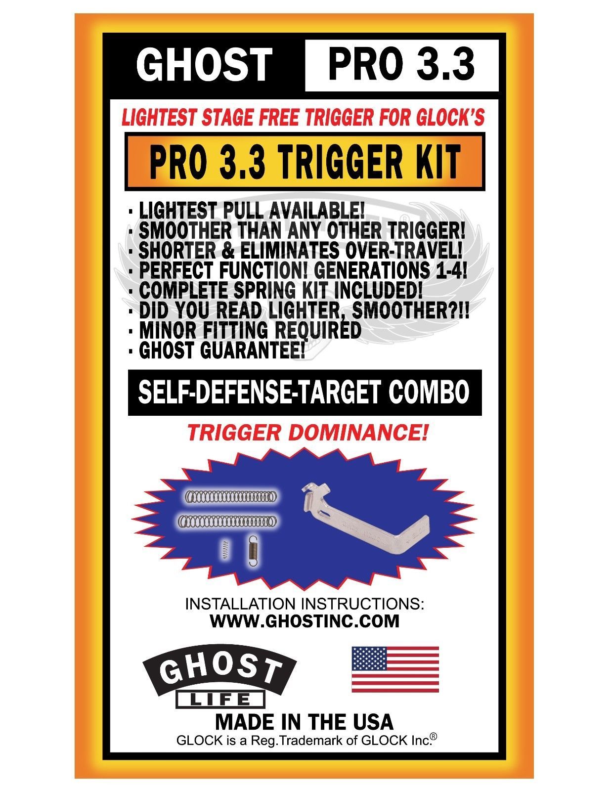 Ghost PRO 3.3lb Trigger Connector & Spring Kit for Glock 17 19 22 23 26 ...