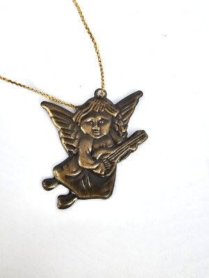 Vintage Mini 1" Tin Metal Angel Playing Musical Instrument Christmas ...