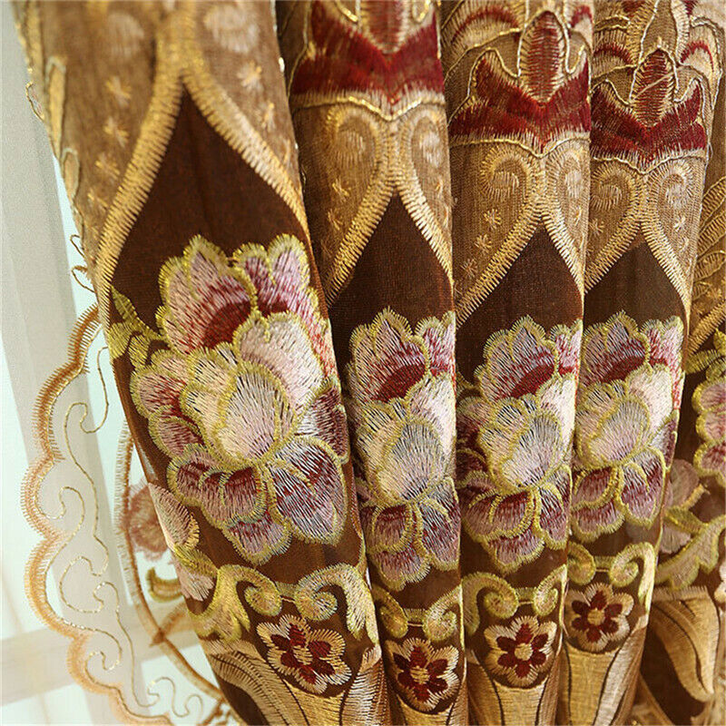 Luxury European Blackout Curtain Floral Emboridery Window Curtain Drape ...