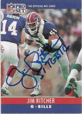 JIM RITCHER Autographed Signed 1990 Pro Set Football card #45 Buffalo ...