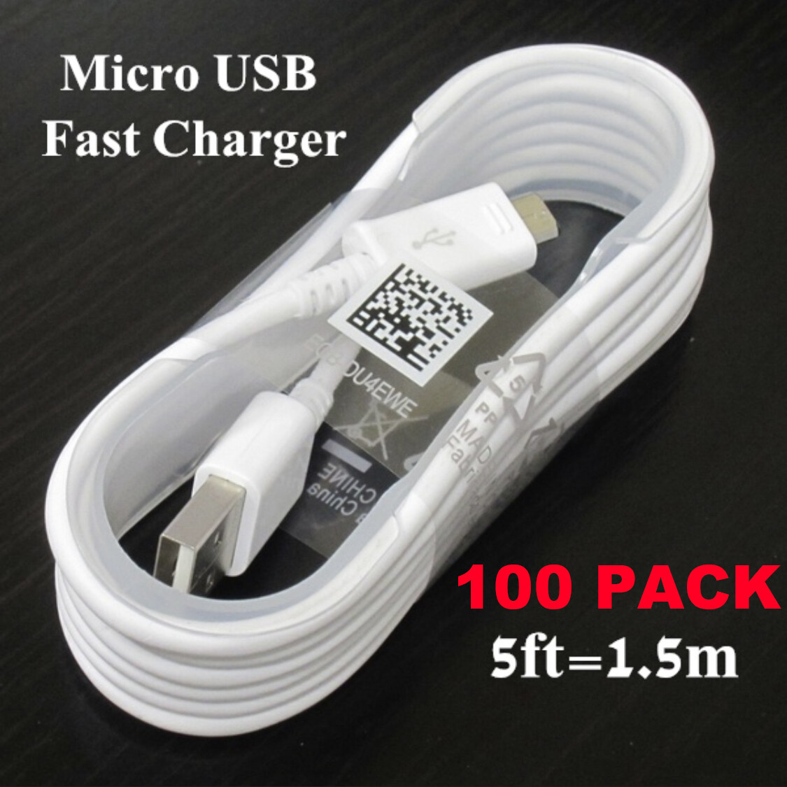 100X 5ft Wholesale Lot Micro USB Charger Fast Charging Cable Cord For ...