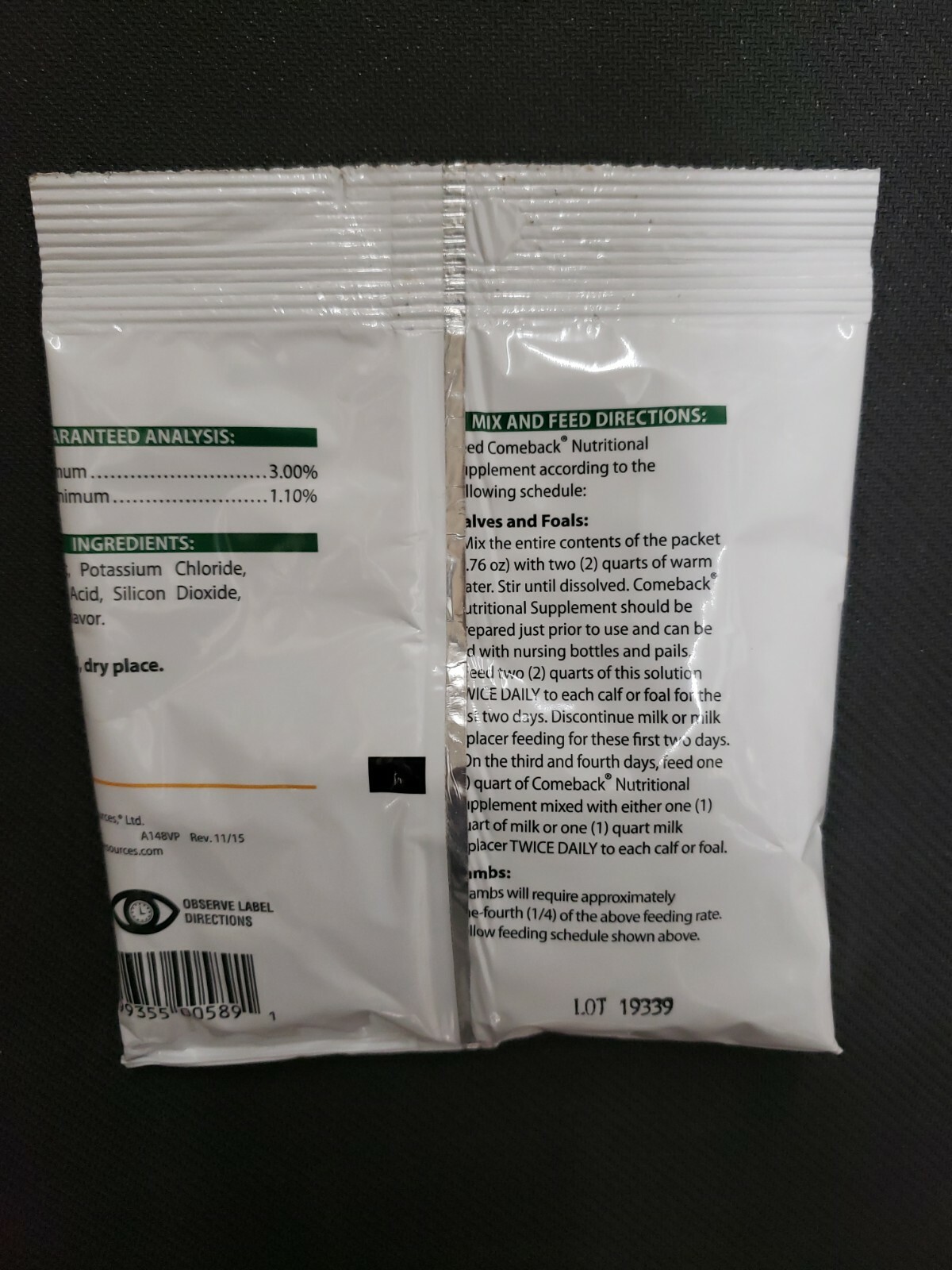 Aspen Comeback Replenish Powder 5.67oz Electrolytes For Calves Lambs ...