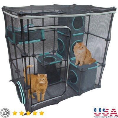Outdoor Catio Furniture and Play Kits for Cats Outdoor Mega Kit Fully ...