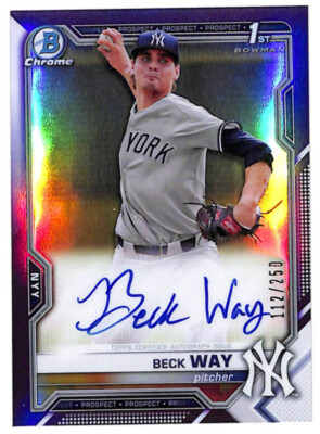 2021 Bowman Chrome Beck Way 112/250 auto autograph purple refractor ...