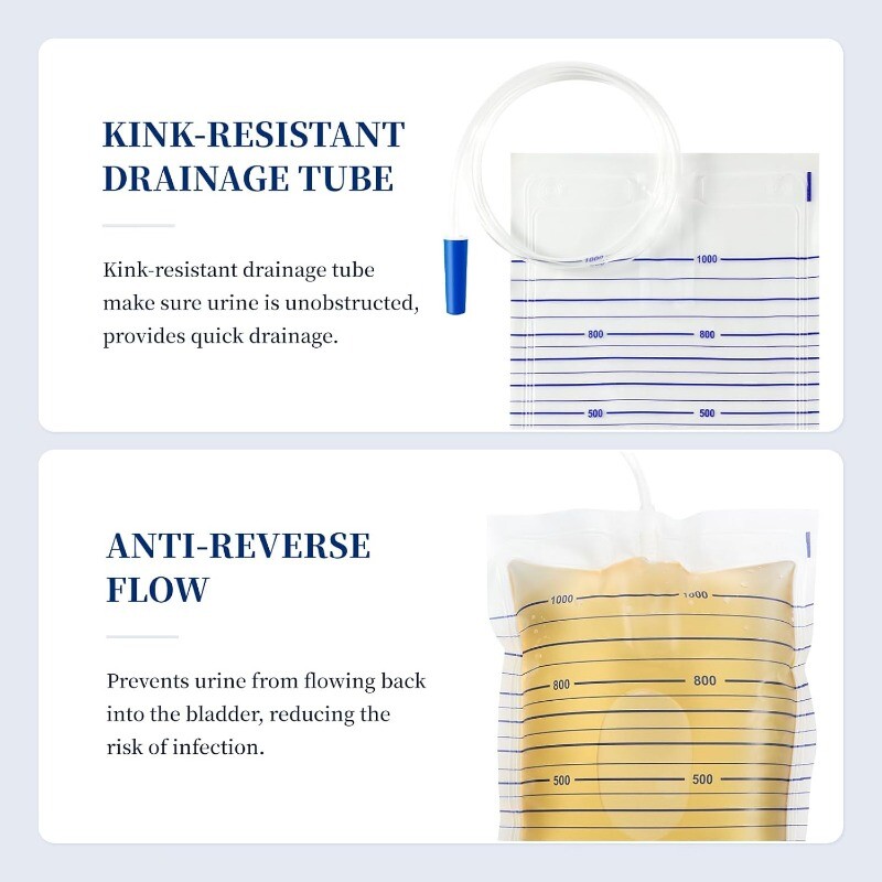 10x Urinary Drainage Bags 1000ML Urinary Bags Anti-Reflux Valve Switch ...