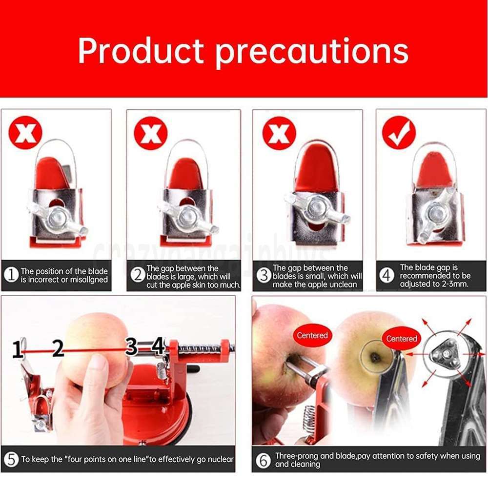 3 in1 Red Kitchen Tool Apple Peeler Slinky Machine Fruit Cutter Slicer ...
