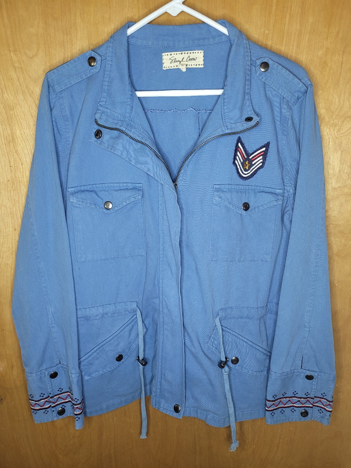 Sheryl Crow Blue Military Cargo Jacket Full zip American Flag ...