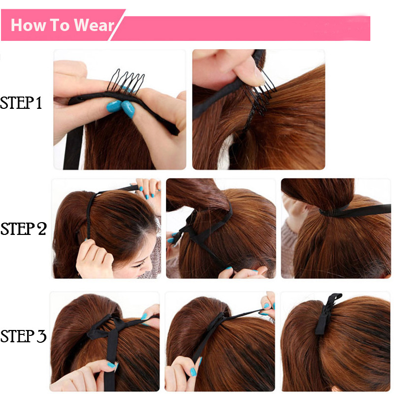 US Curly Wavy Binding/Tie Up Ponytail Clip In On Hair Extensions As ...