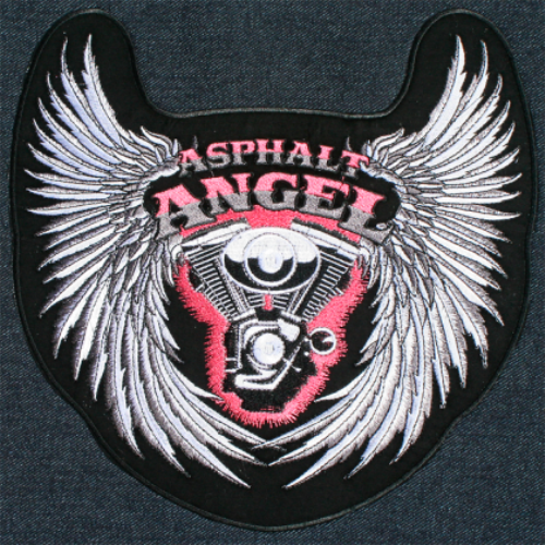 Asphalt Angel Ladies Pink Biker Wings Large Embroidered Back Patch ...