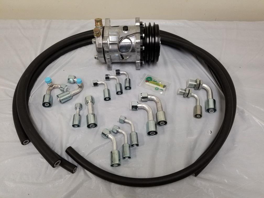 Universal 134a Air Conditioning Fittings & AC Hose Kit + Compressor NO ...