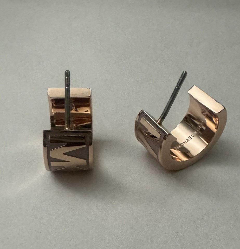 NWT Michael Kors MK Fashion Rose Gold-Tone Brass Hoop Earrings ...