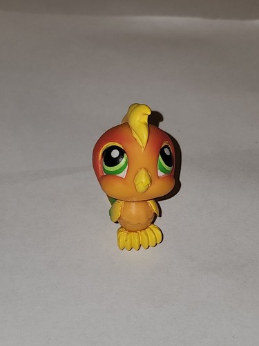 LPS LITTLEST PET SHOP #120 YELLOW ORANGE COCKATOO BIRD 2006 GREEN EYES ...